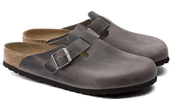 BIRKENSTOCK Boston Soft Footbed Oiled Leather Clogs - Grey