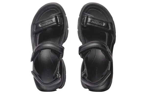 Balenciaga Technical Material Tourist Sandals - Black