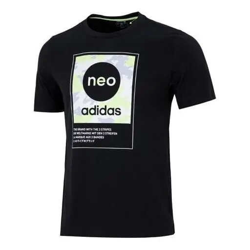 Adidas Neo Sw Dig Logo T Athleisure Casual Sports Round Neck Large Logo Short Sleeve Black T-shirt - Multi-color