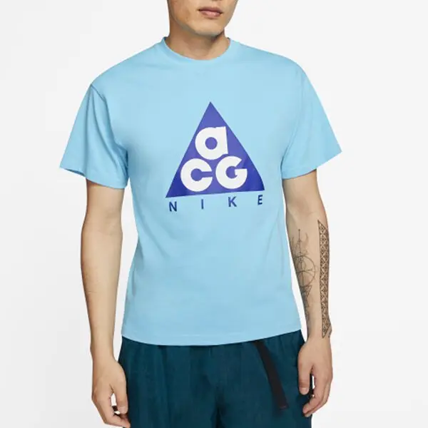 Nike Lab Printed T-shirt 'blue Gale Fusion Violet - Sky Blue