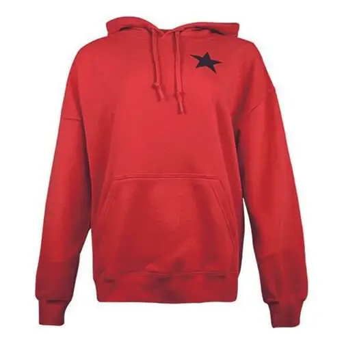 CONVERSE Logo Knit Hooded Drawstring Sweatshirt - Red