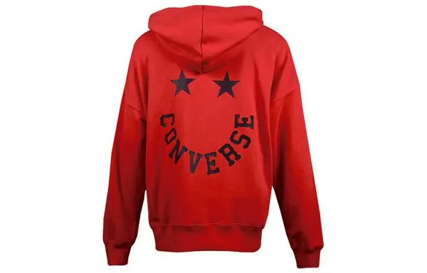 CONVERSE Logo Knit Hooded Drawstring Sweatshirt