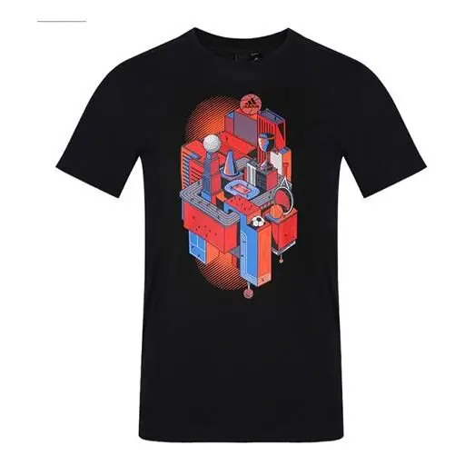 Adidas Printing Short Sleeve Tee Multi-color - Black