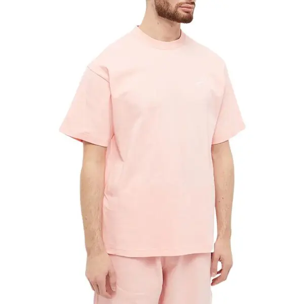 Nike Solid Color Cotton Embroidered Logo Round Neck Short Sleeve Pink T-shirt