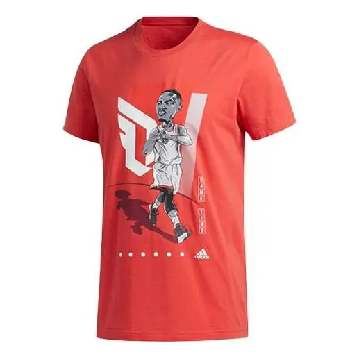 Adidas Basketball Sports Round Neck Short Sleeve - Red