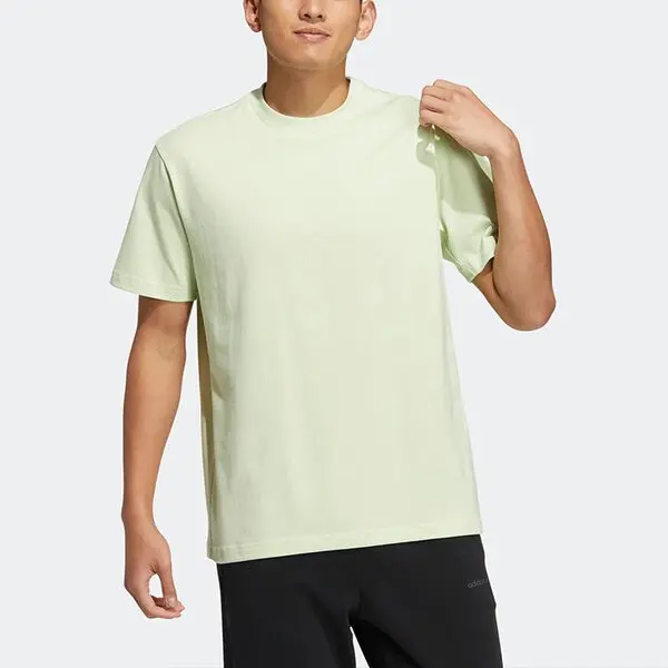 Adidas Neo Solid Color Round Neck Sports Short Sleeve Light Green T-shirt - Multi-color