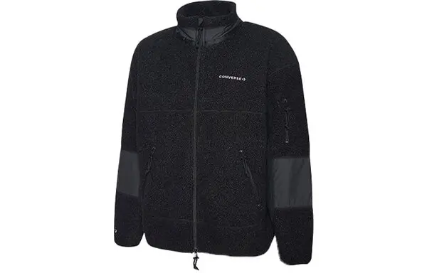 CONVERSE Splicing Fleece Stand Collar Zip-up Jacket