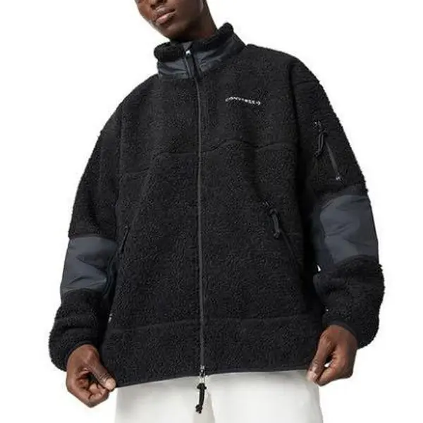 CONVERSE Splicing Fleece Stand Collar Zip-up Jacket