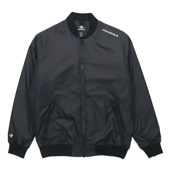 CONVERSE Aviator Baseball Uniform Woven Windproof Zipper Jacket - Black