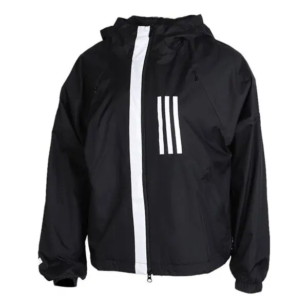 Adidas Hooded Zip-up Sports Jacket - Black