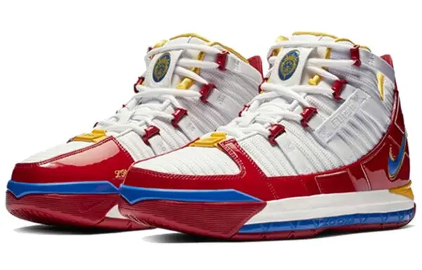 Nike Zoom Lebron 3 "superbron" High Top Sneakers - White/red