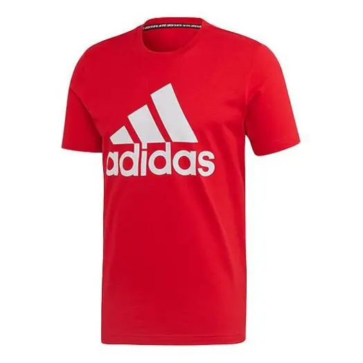 Adidas Large Logo Sports Stylish Short Sleeve - Red