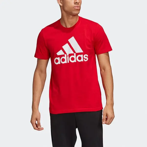 Adidas Large Logo Sports Stylish Short Sleeve - Red