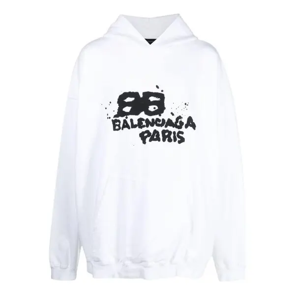 Balenciaga Hand-drawn Bb Icon Hoodie - White