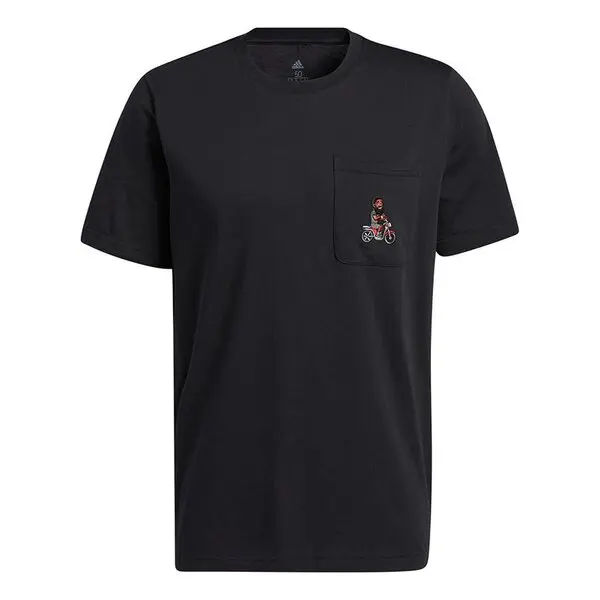 Adidas Casual Sports Basketball Round Neck Short Sleeve - Black