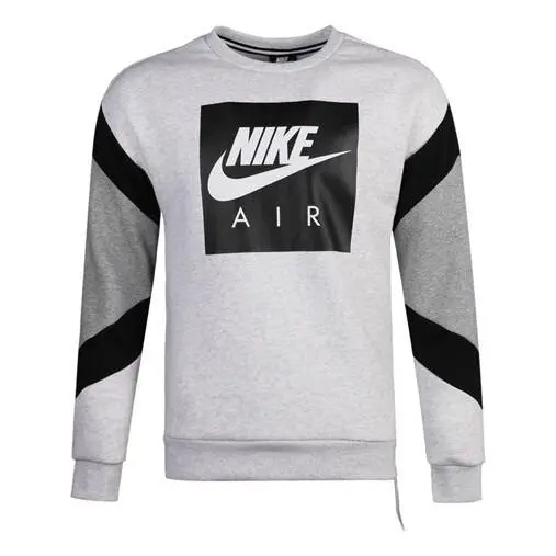 Nike Crewneck Colorblock Fleece Pullover - Light Grey