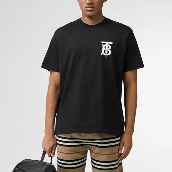 Burberry Pattern Cotton Loose Classic Short Sleeve
