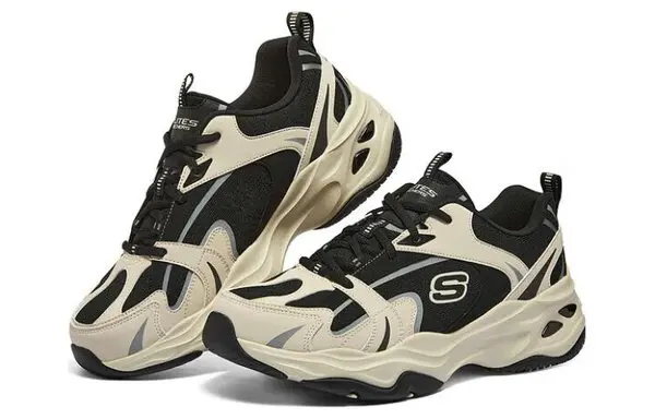Sketchers Dlites 4.0 Athletic Lace-up Sneakers - Beige/black