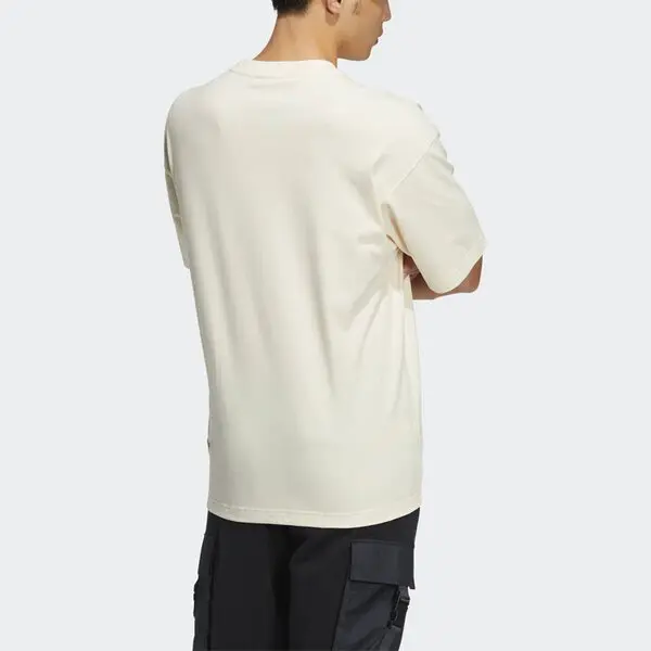 Adidas Originals Zipper Ss Tee Solid Color Sports Round Neck Short Sleeve Creamy White - Multi-color