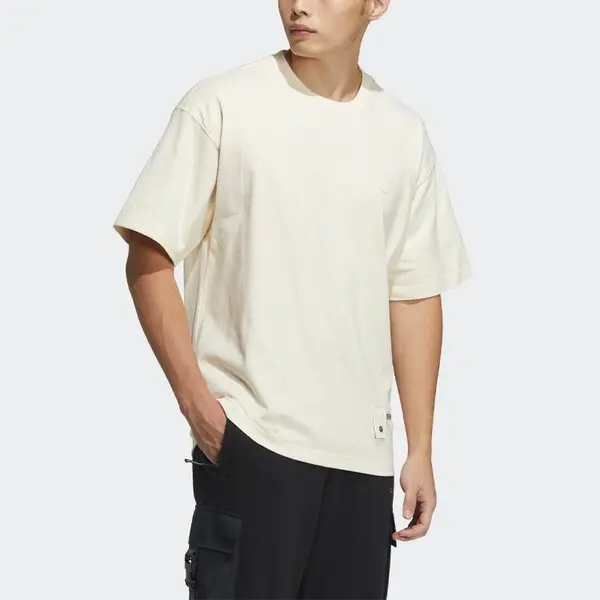 Adidas Originals Zipper Ss Tee Solid Color Sports Round Neck Short Sleeve Creamy White - Multi-color