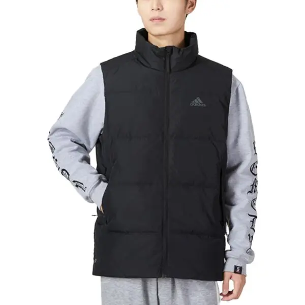 Adidas Puffer Down Vest With Stand Collar - Black