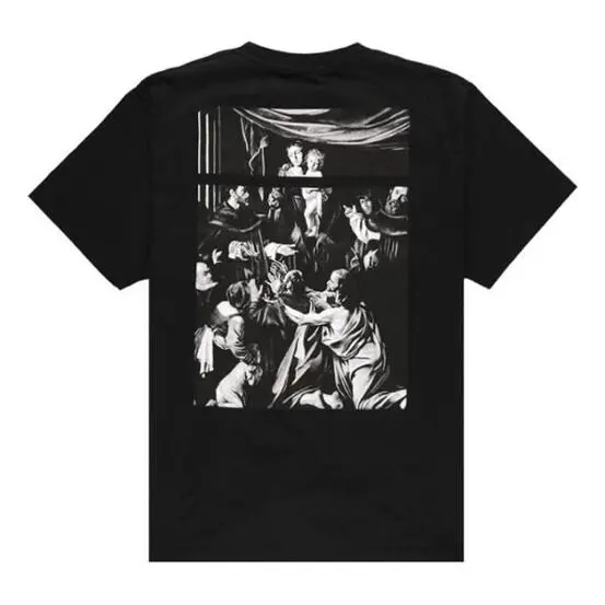 Off-White Ss20 Caravaggio Square Back Logo-print Loose Short Sleeve - Black