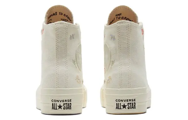 CONVERSE Chuck Taylor All Star Lift Platform Embroidered Floral High Top Sneakers - White/egret