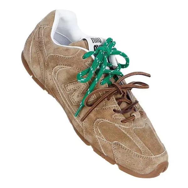 NEW BALANCE 530 X Miu Miu Suede Mesh Sneakers - Ecru