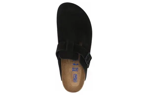 BIRKENSTOCK Boston Soft Footbed Suede Leather Mules - Black