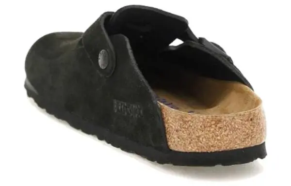 BIRKENSTOCK Boston Soft Footbed Suede Leather Mules - Black