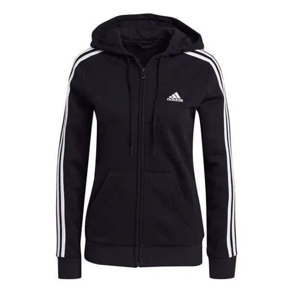 Adidas Essentials Fleece 3-stripes Full-zip Hoodie - Black/white
