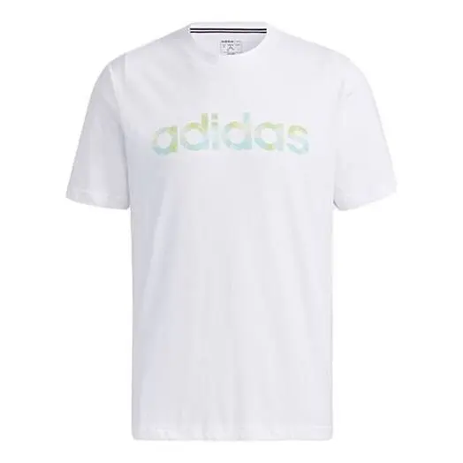 Adidas Neo Tie Dye Logo Printing Sports Round Neck Short Sleeve - White