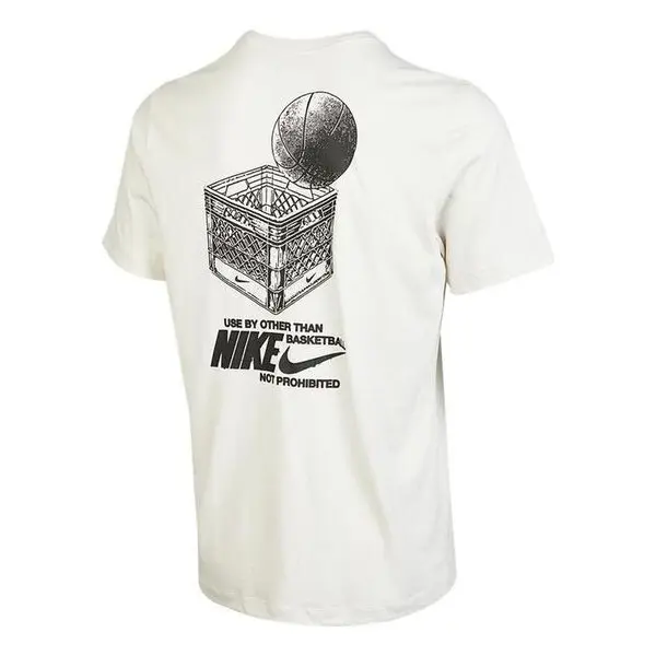 Nike Logo Pattern Printing Round Neck Short Sleeve White T-shirt