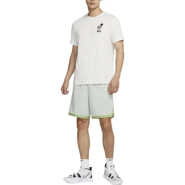 Nike Logo Pattern Printing Round Neck Short Sleeve White T-shirt