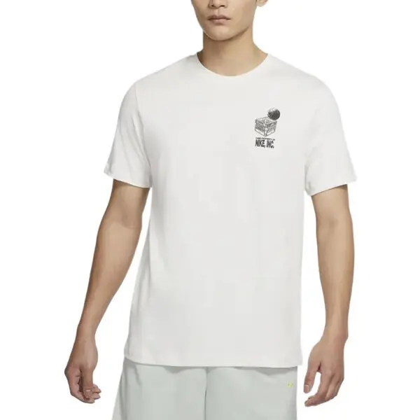 Nike Logo Pattern Printing Round Neck Short Sleeve White T-shirt