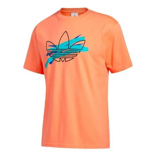 Adidas Originals Logo Printing Sports Round Neck Short Sleeve - Orange
