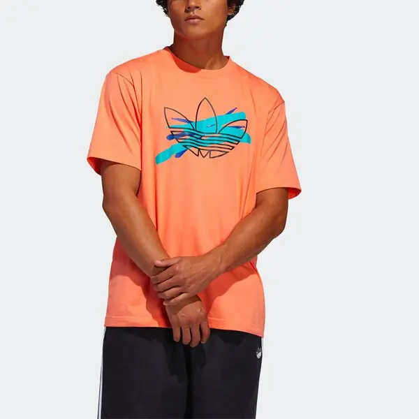 Adidas Originals Logo Printing Sports Round Neck Short Sleeve - Orange