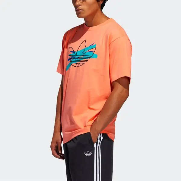Adidas Originals Logo Printing Sports Round Neck Short Sleeve - Orange