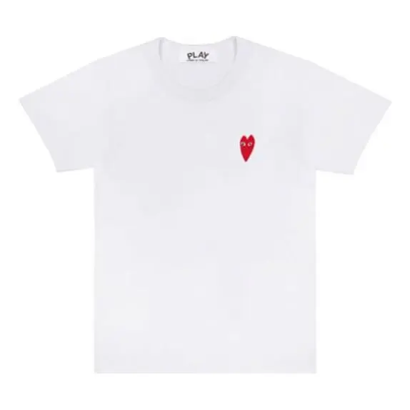Play Comme Des Garcon Red Heart Logo T-shirt - White