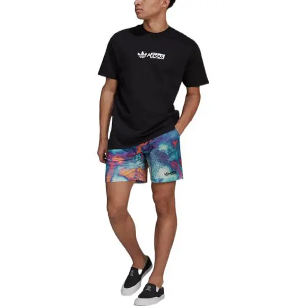Adidas Originals Solid Color Logo Sports Short Sleeve Black