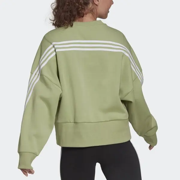 Adidas Crewneck Pullover With Sporty Stripes - Green