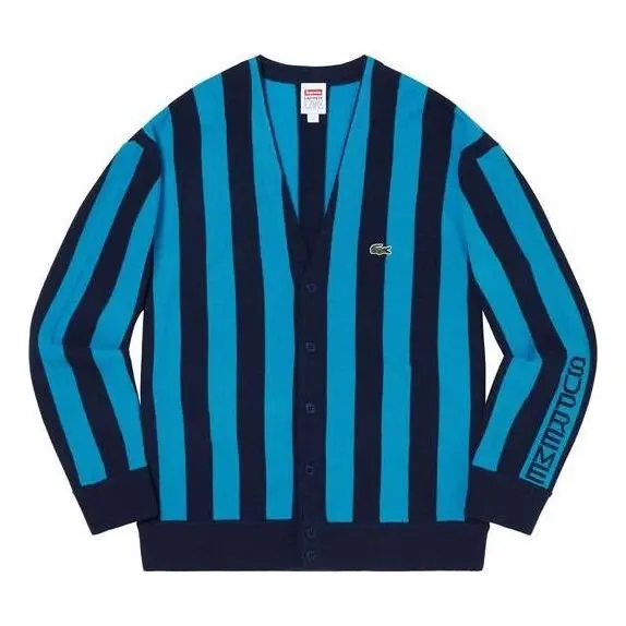 Supreme X Lacoste Striped Cardigan - Blue