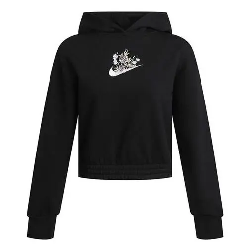 Nike Fleece Graphic Hoodie 'black - Black/white/pink