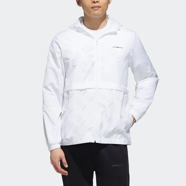 Adidas Neo Logo Print Splicing Windproof Hooded Track Jacket