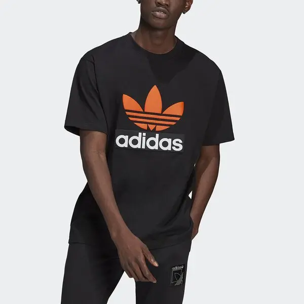 Adidas Originals Logo Round Neck Short Sleeve Tee For - Black