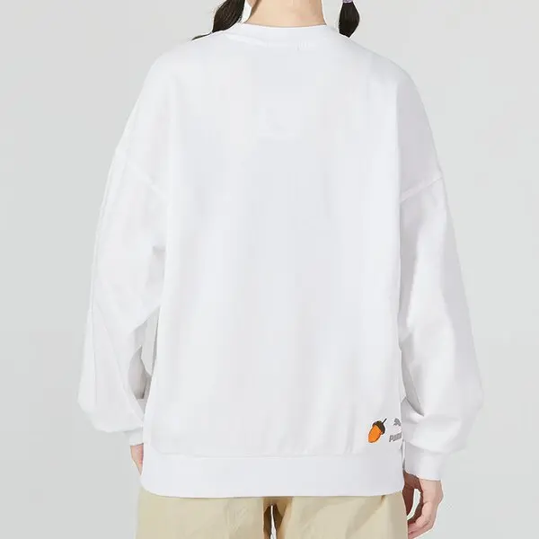 PUMA Bubble Sleeve Crew Neck Sweatshirt - White/yellow
