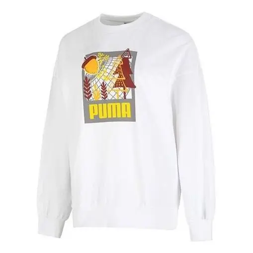 PUMA Bubble Sleeve Crew Neck Sweatshirt - White/yellow