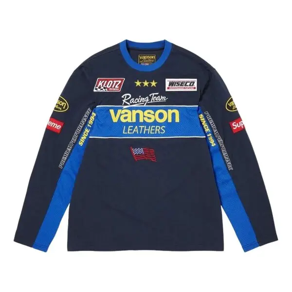 Supreme X Vanson Leathers Racing Team Long Sleeve T-shirt - Navy