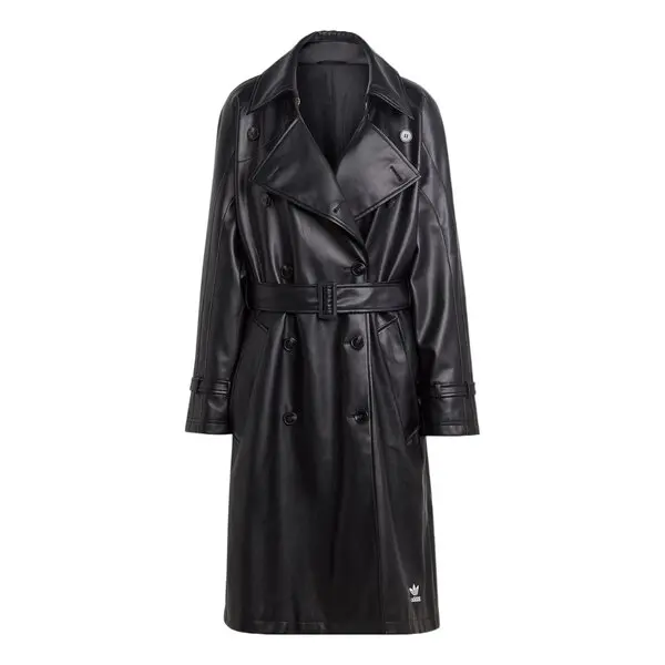 Adidas Adicolor Trefoil Faux Leather Trench Coat - Black