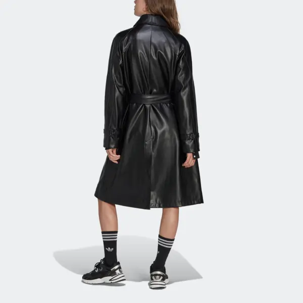 Adidas Adicolor Trefoil Faux Leather Trench Coat